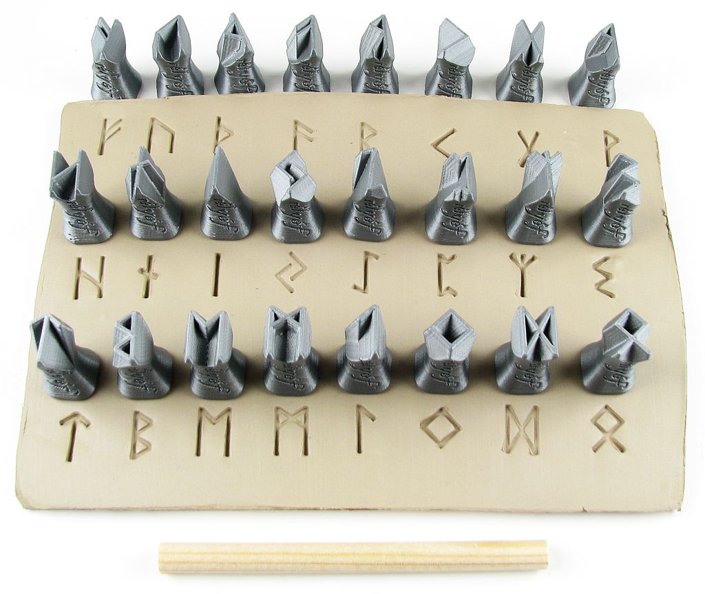 Elder Futhark Runes | Clay stamps | Relyef pottery tools
