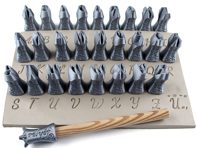Script alphabet stamps for clay | Relyef pottery tools – Rélyéf