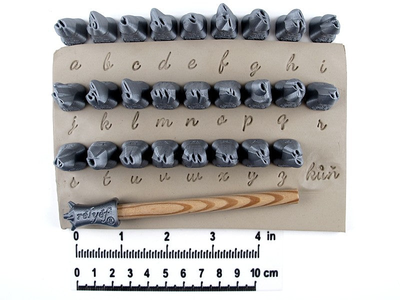 Script alphabet stamps for clay | Relyef pottery tools